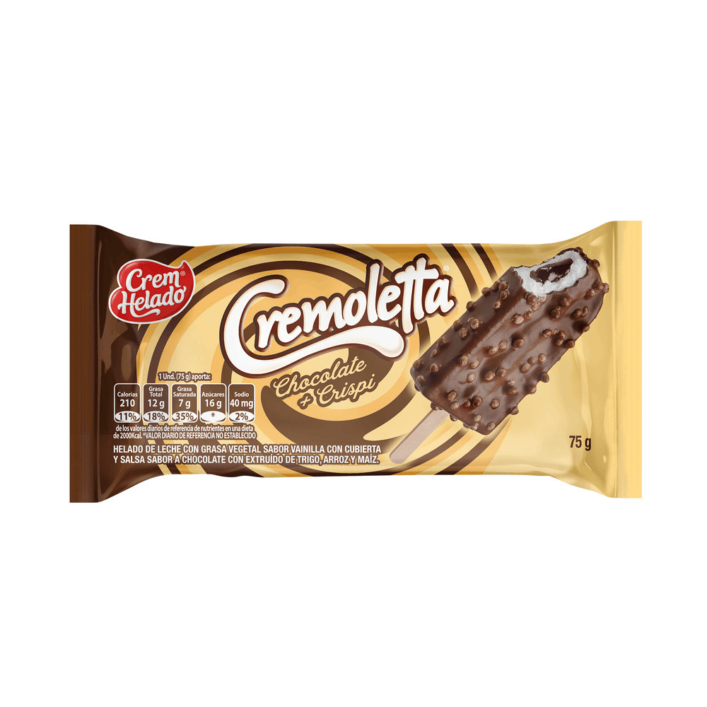 Crem Helado Paleta Cremoletta de Helado Sabor a Vainilla, Chocolate y ...