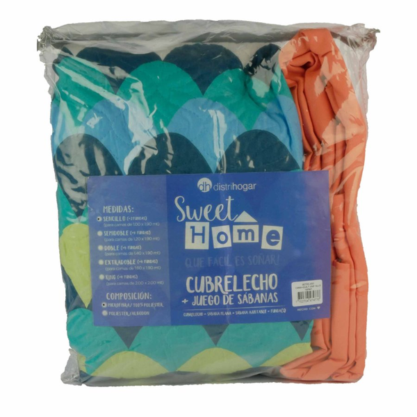 Dh Set Juego Cama + Quilt Uniforme Sencillo 100% Poliester - Rappi