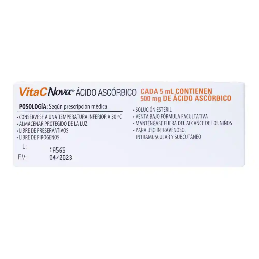 Vita C Nova Solucion Inyectable (500 Mg) - Rappi