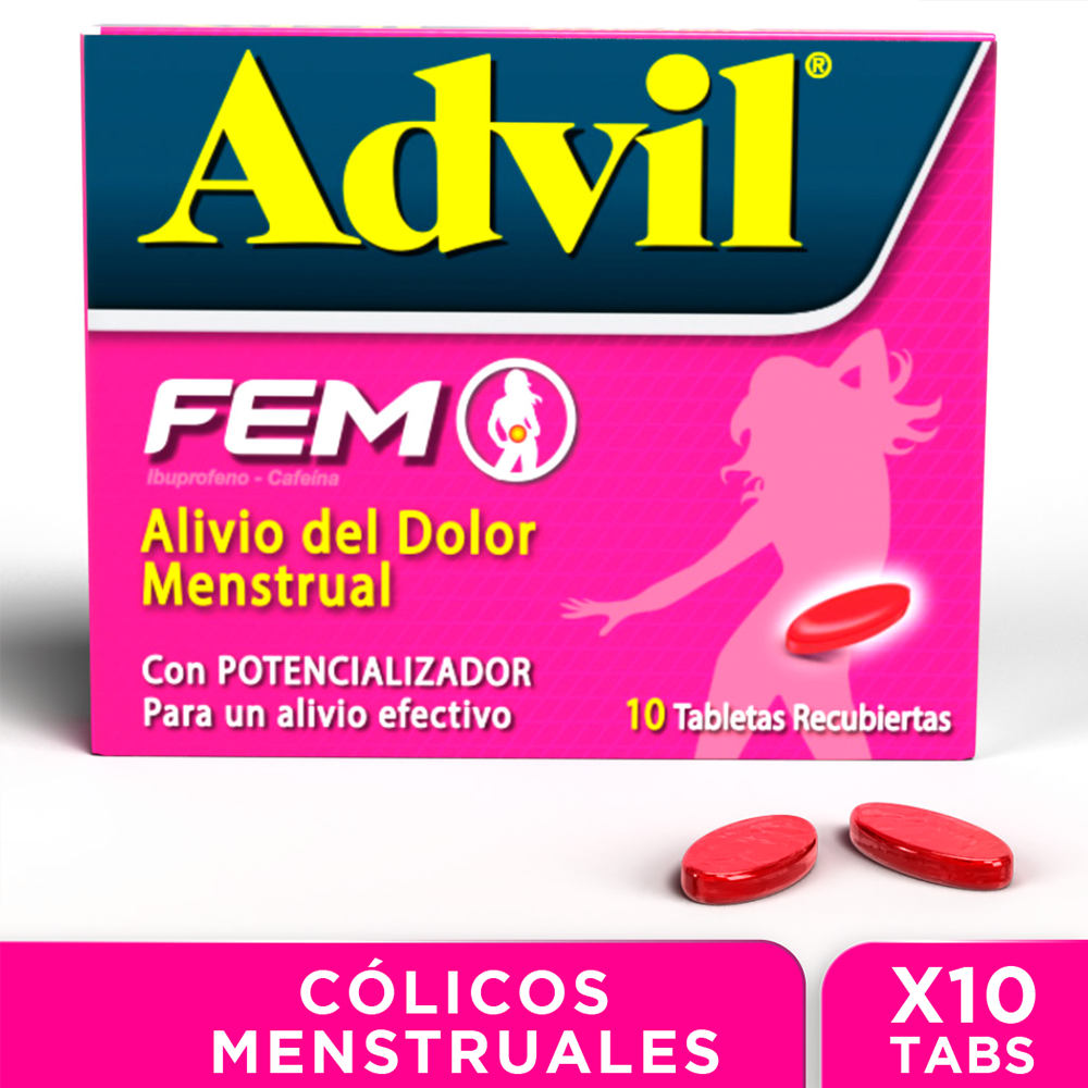 Advil Fem Alivio De Fuertes Colicos Menstruales, IBUPROFENO X 10 CAPS ...