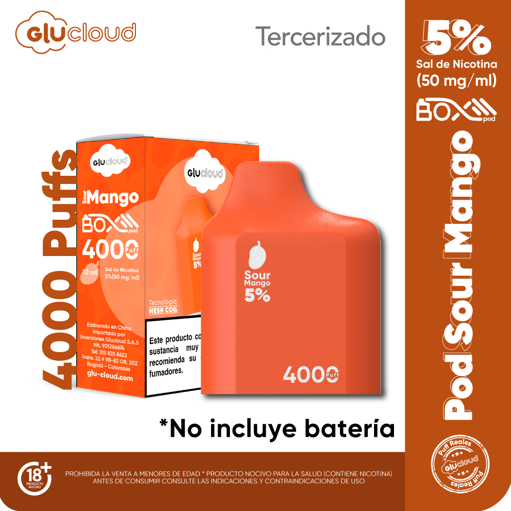 Glucloud Pod Sour Mango / 4000 Puff desde $ 34.900
