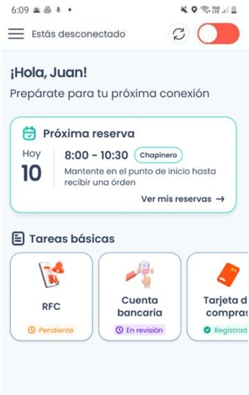 En la aplicación enciende el botón para conectarte. Conéctate en el momento de tus horas ...