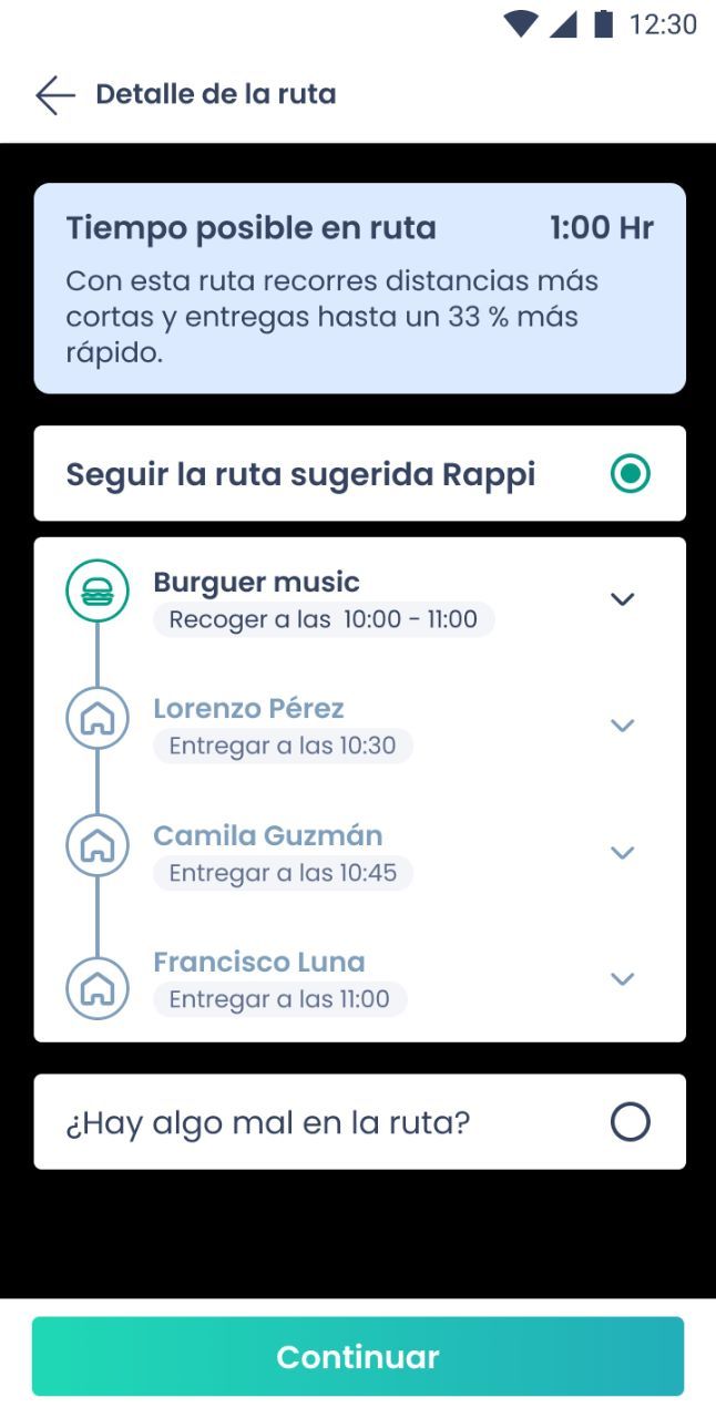 RUTAS SUGERIDAS MÁS RÁPIDAS