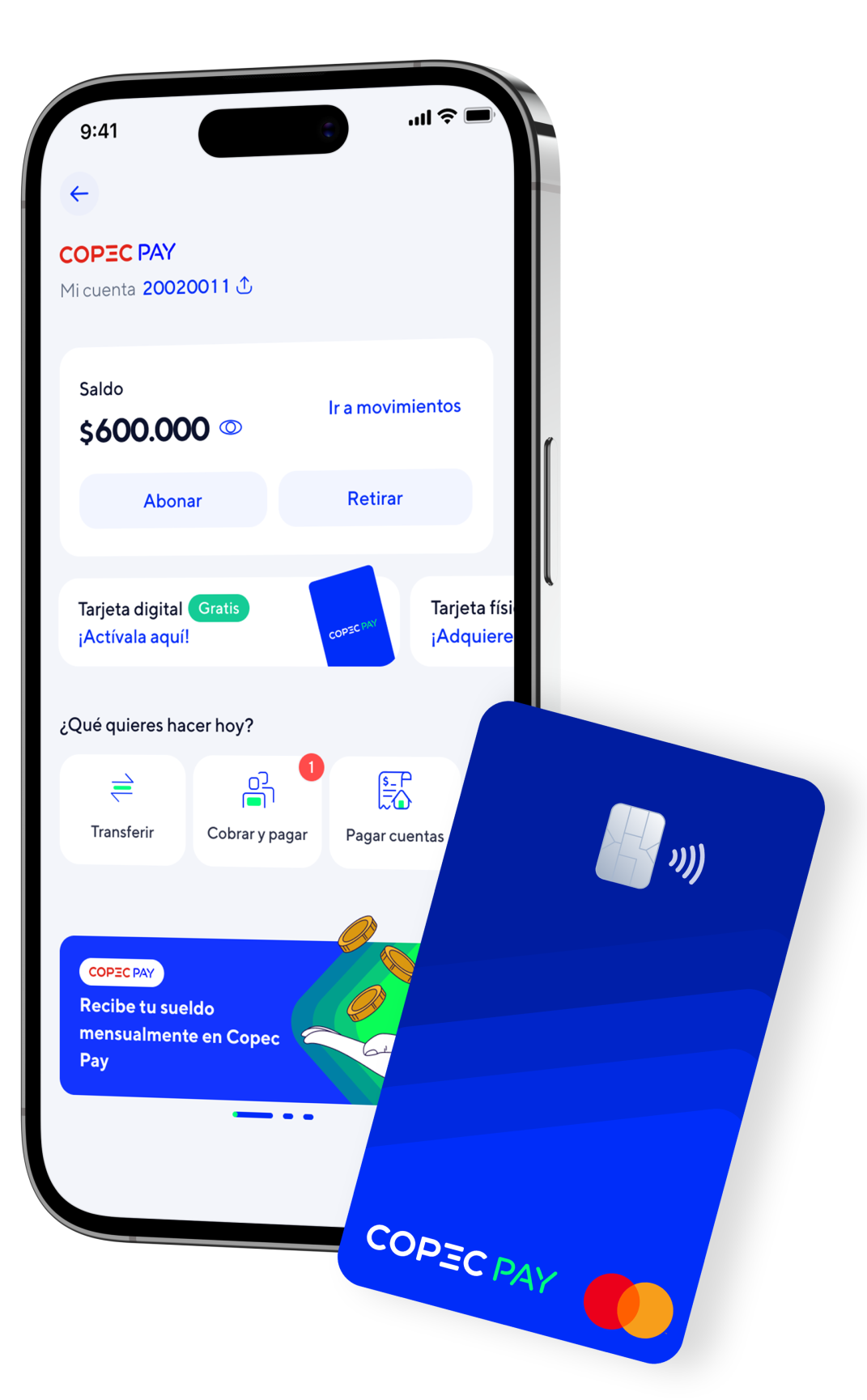 Obtén gratis la tarjeta física Copec Pay