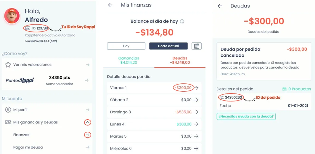 Para ubicar tu ID de Soy Rappi y el ID del pedido sigue estos pasos: